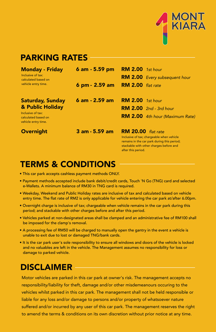 Parking Rates - 1 Mont Kiara